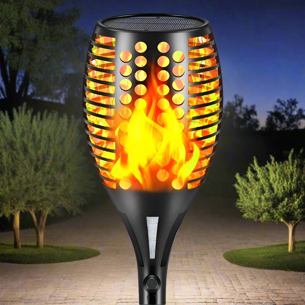 Metal Flickering Flame Solar Lanterns - Outdoor Hanging Lamps, 2 Pack ...