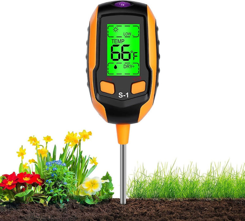 4-in-1 Soil Moisture Meter | Digital Temp, pH, Moisture, Light Tester ...