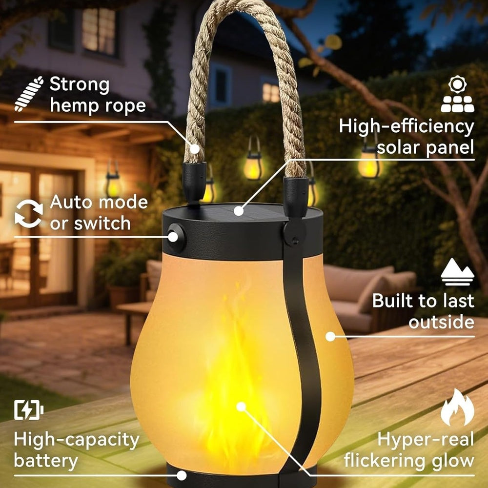 Solar Flame Lantern Lights – Waterprof Flickering Outdoor Garden Decor ...