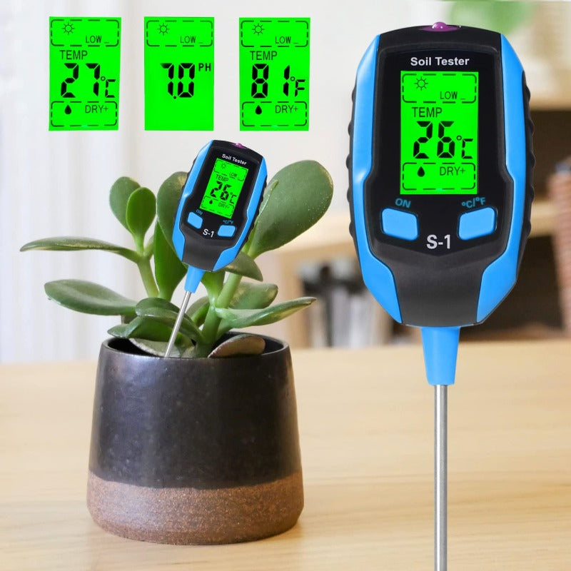 4-in-1 Soil Moisture Meter | Digital Temp, pH, Moisture, Light Tester ...