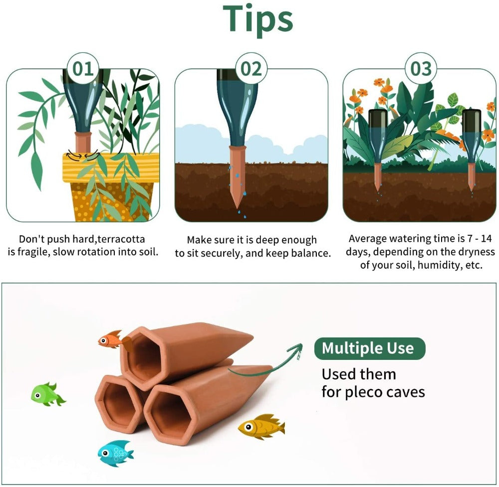 Terracotta Watering Spikes – Self-Watering Stakes | Auto Irrigation ...