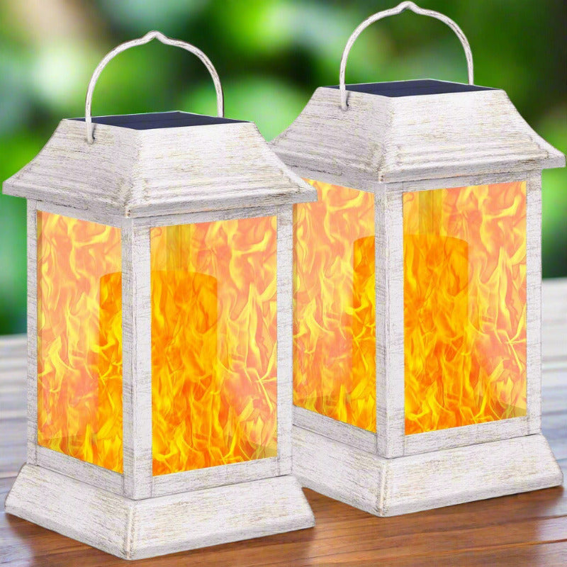 Outdoor Solar Lanterns | Flickering Flame Waterproof Garden Lights ...